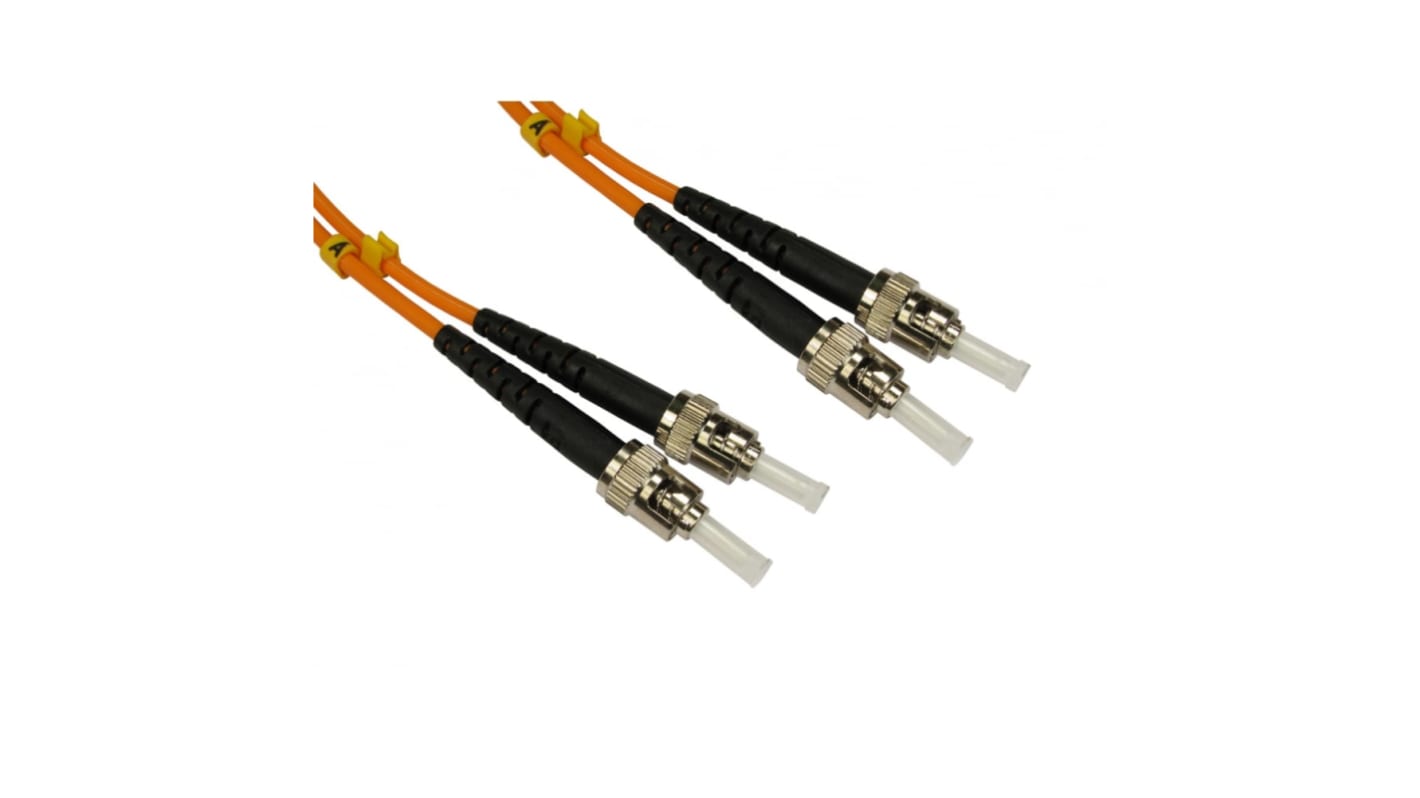 RS PRO ST to ST Duplex Multi Mode OM2 Fibre Optic Cable, 3mm, Orange ...