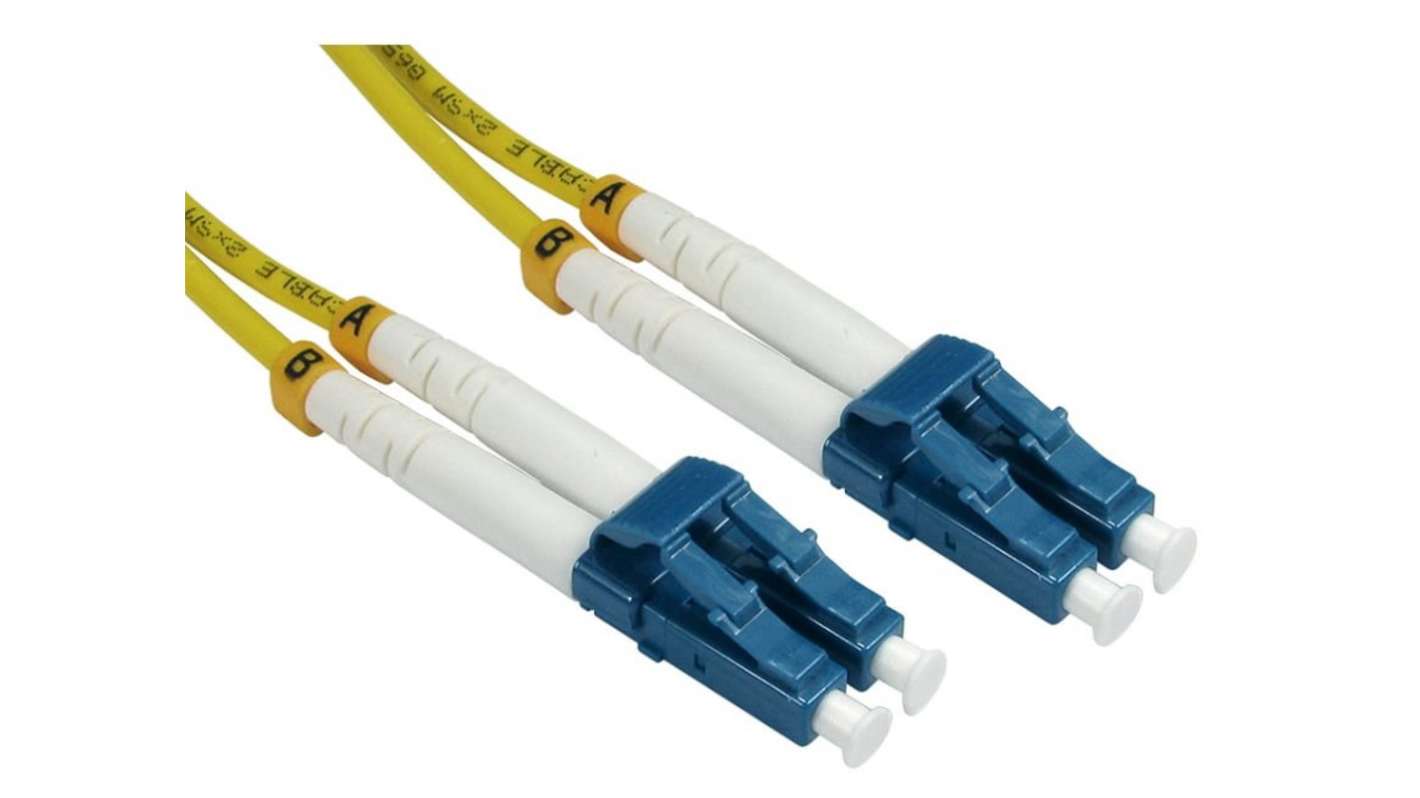 RS PRO LC to LC Duplex Single Mode OS2 Fibre Optic Cable, 3mm, Yellow ...