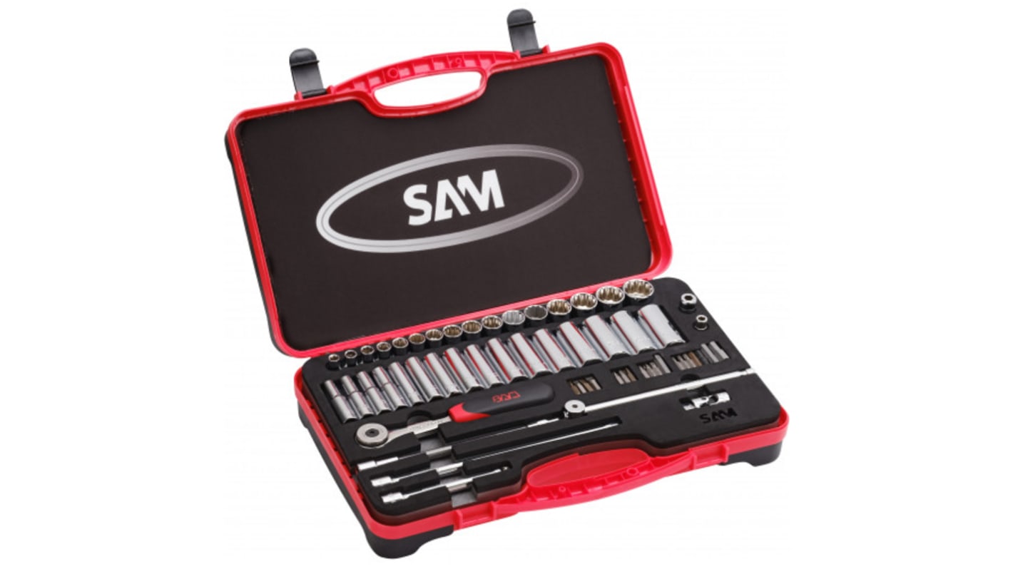 74-J59 | SAM 51-Piece Metric 3/8 in Standard Socket Set with Ratchet | RS