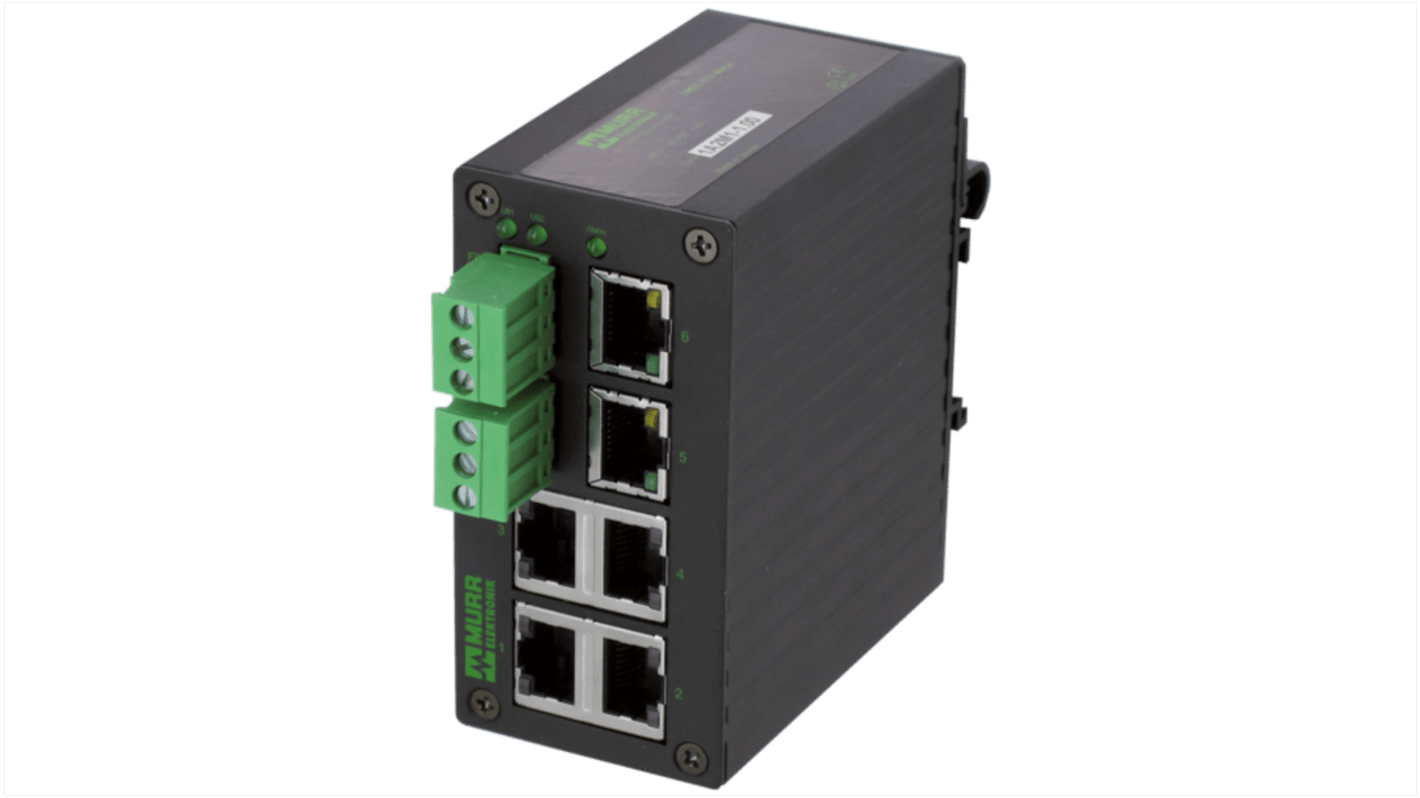58172 | 58 Series DIN Rail Mount Network Hub, 6 RJ45 Ports, 100Mbit/s ...