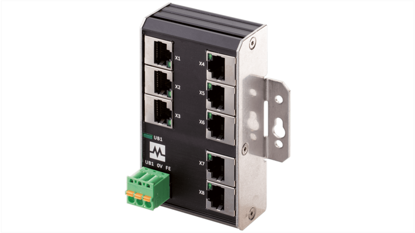 58903 | 58 Series DIN Rail Mount Network Hub, 8 RJ45 Ports, 100Mbit/s ...