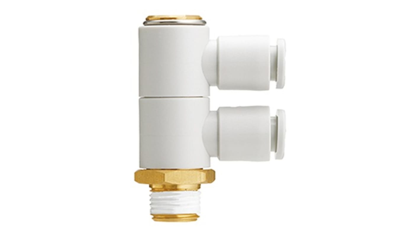 KQ2VD10-03AS | SMC KQ2VD Series Double Branch Universal Male Elbow, R 3/8 to Push In 10 mm ...