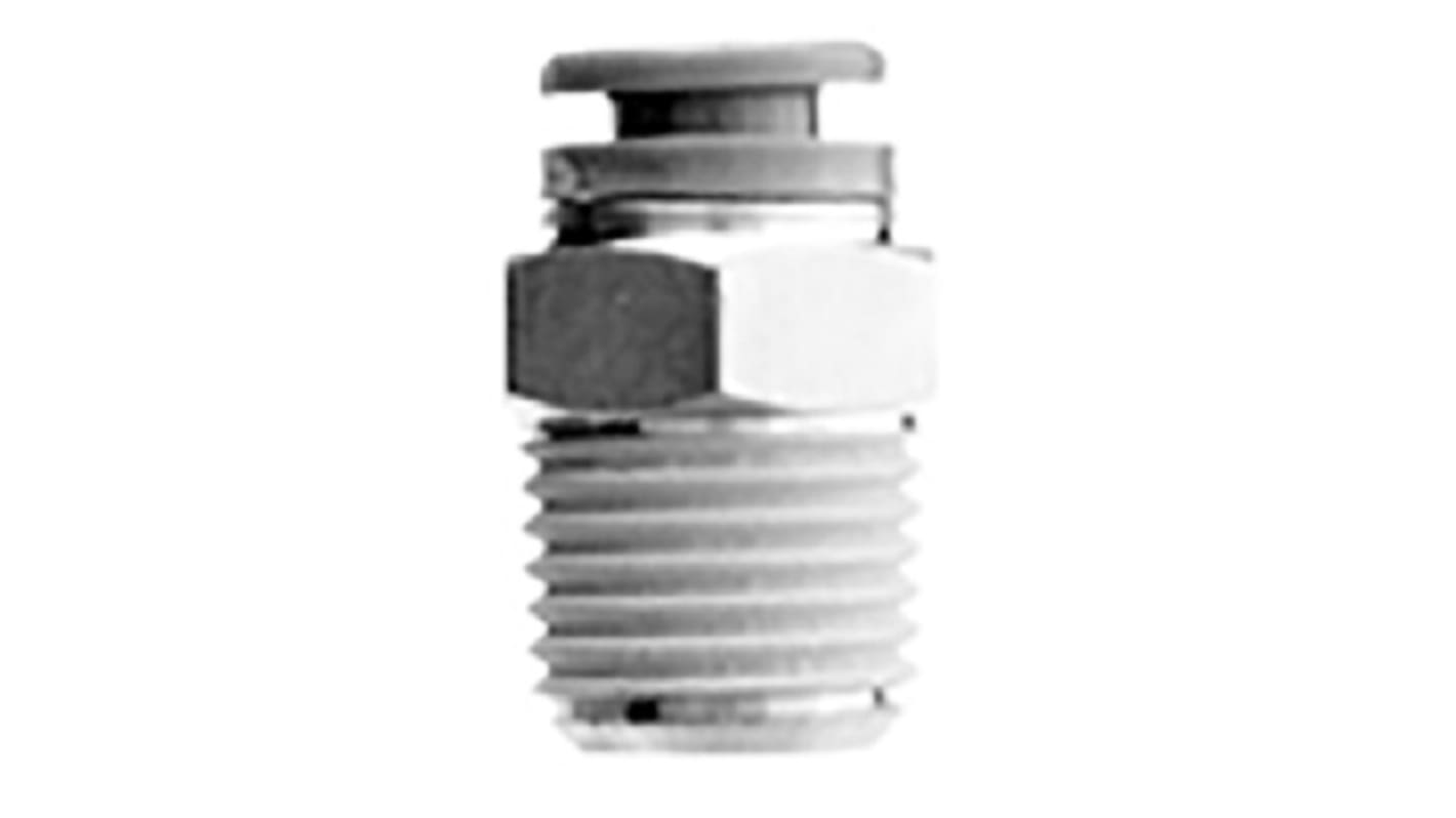 SMC KR Series Male Connector, R 1/4 to Push In 6 mm, Threaded-to-Tube Connection Style, KRH06 ...