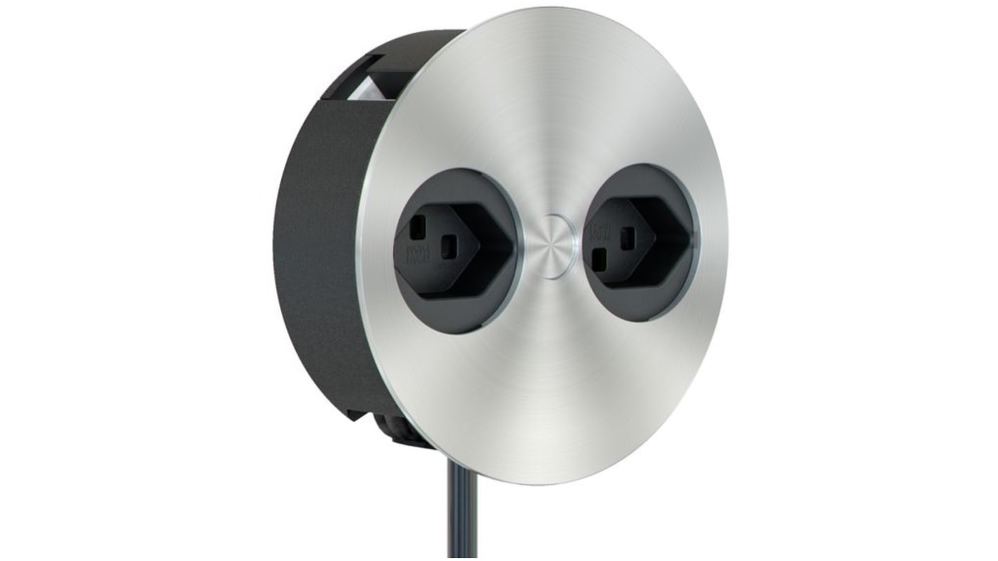 931.008 | B3 Cable Solutions Silver 2 Gang Plug Socket | RS