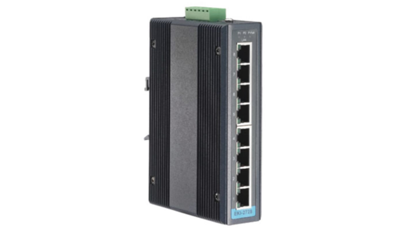 Advantech EKI-2728, Unmanaged 8 Port Industrial Ethernet Switch | RS