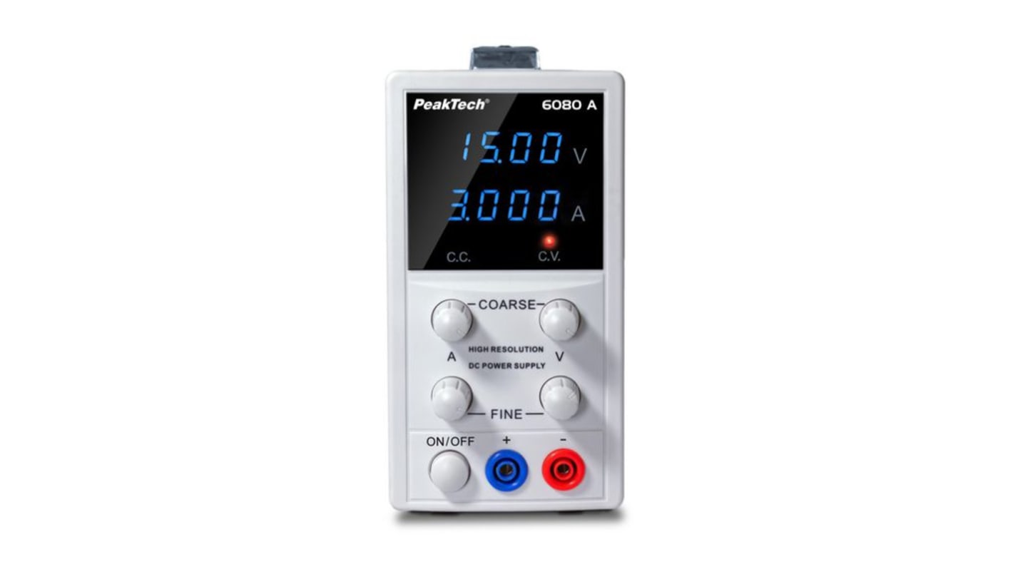 P6080 A | PeakTech 6080 Series Digital Laboratory Power Supply, 15V, 3A ...