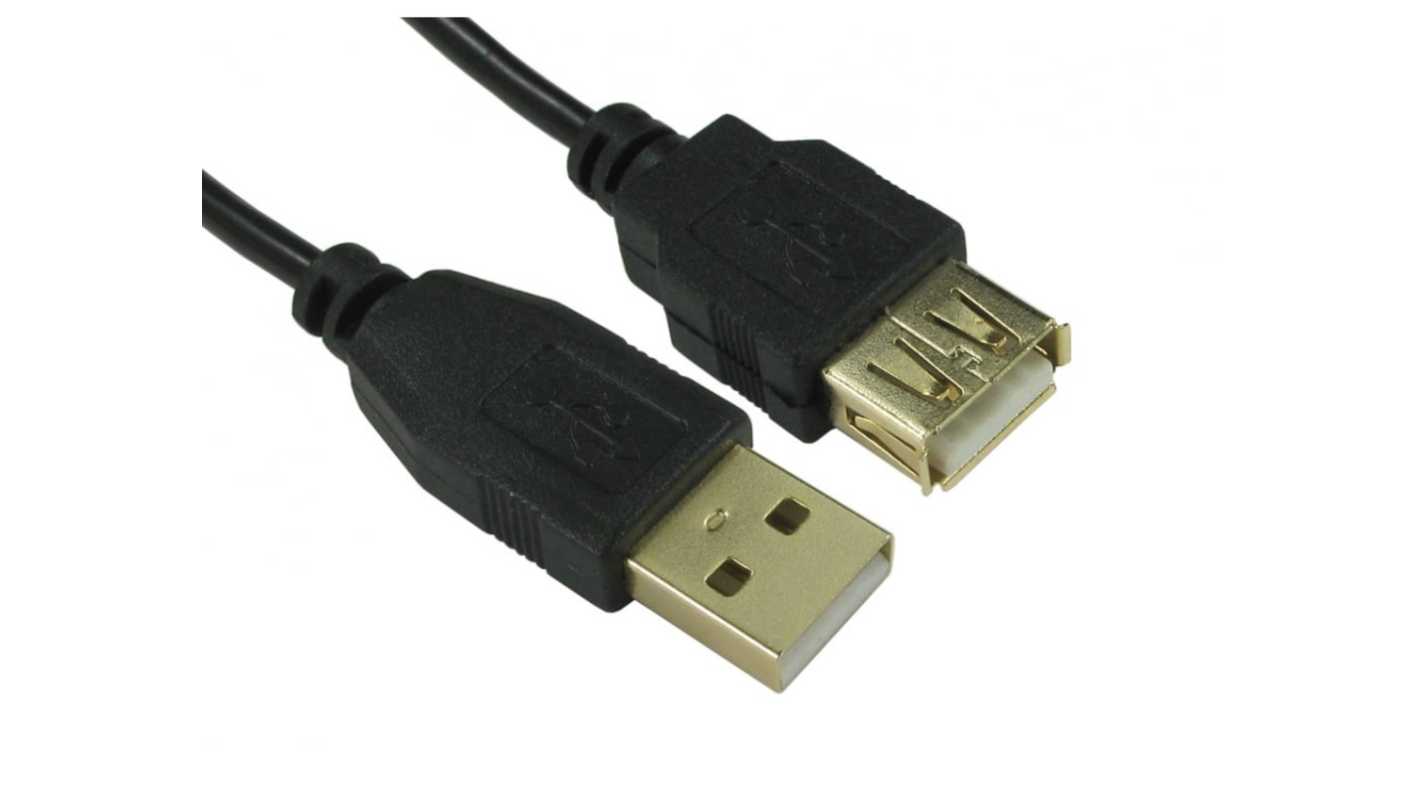RS PRO USB 2.0 Cable, Male USB A to Female USB A USB Extension Cable ...