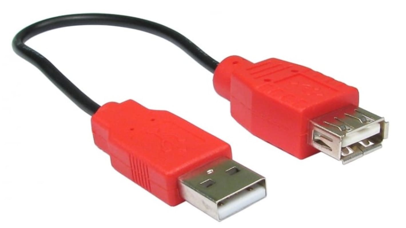 RS PRO USB 2.0 Cable, Male USB A to Female USB A USB Extension Cable ...