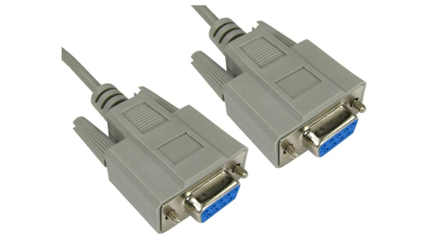 RS PRO Female 9 Pin D-sub to Female 9 Pin D-sub Null Modem Cable, 3m | RS
