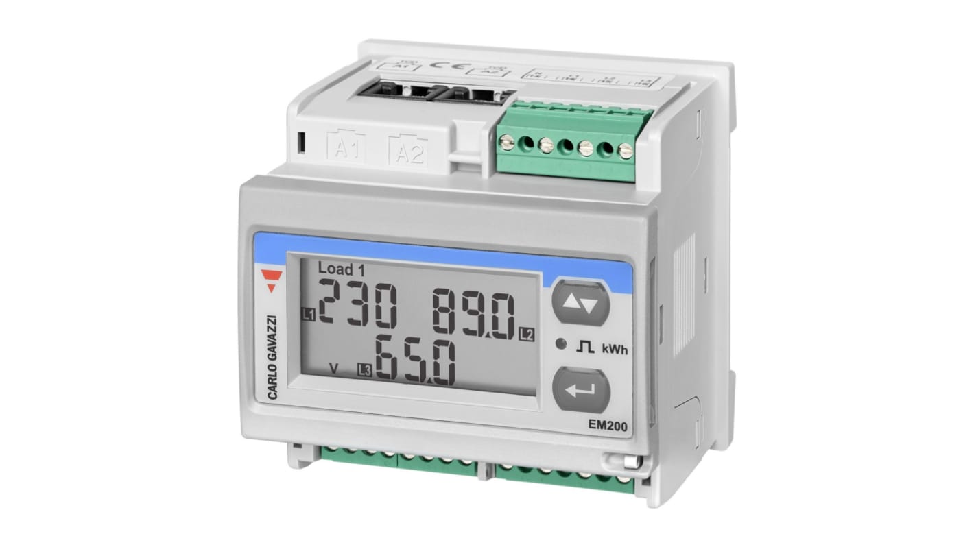 EM27172DMV53X2SX | Carlo Gavazzi 3 Phase LCD Display Energy Meter, Type ...