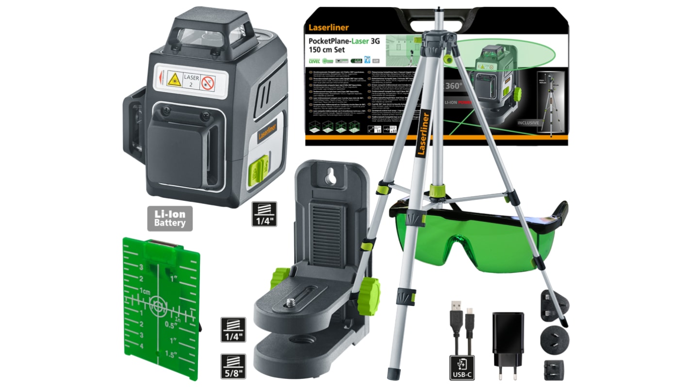 Laserliner 036.703A, 515nm Green, 3 Line Laser Level | RS