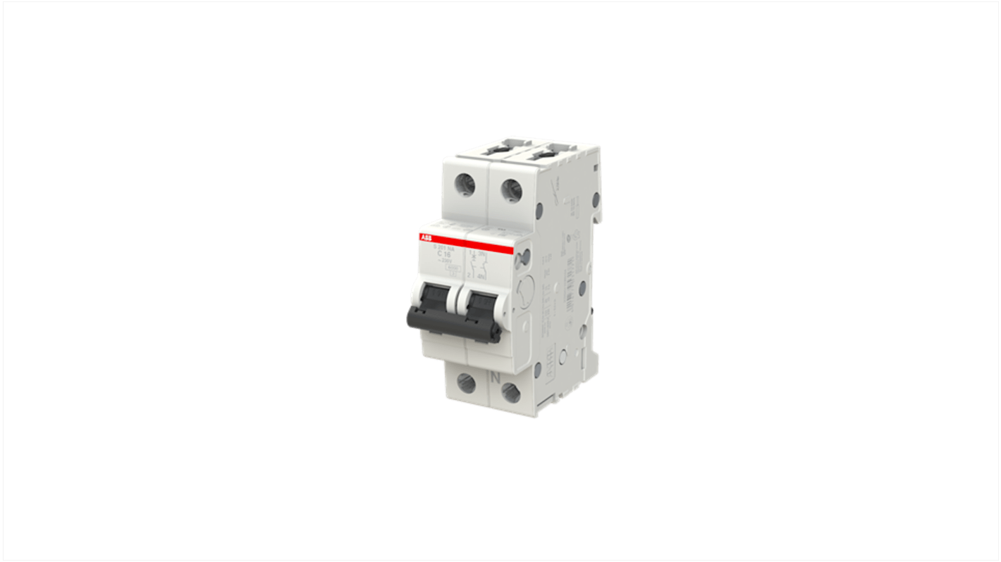2CDS251103R0164 | ABB S201 Circuit Breaker, 1+N, 16A Curve C, 230V AC ...