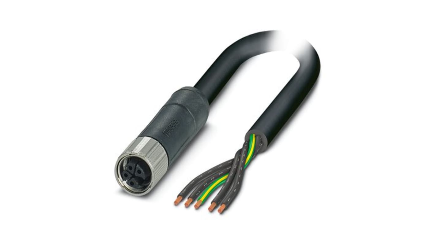 1414770 | Phoenix Contact 5 Core Power Cable, 5 x 2.5 mm², 1.5m, Black ...