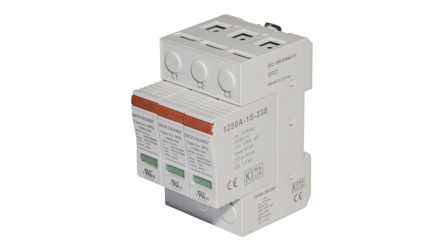 1250A-3S-230 | Bourns Single, Three Phase Surge Protector, 50kA, 1kV ...