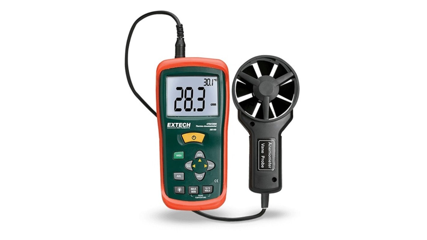 Extech AN100-NIST Vane Anemometer, 30m/s Max, Measures Air Flow, Air ...