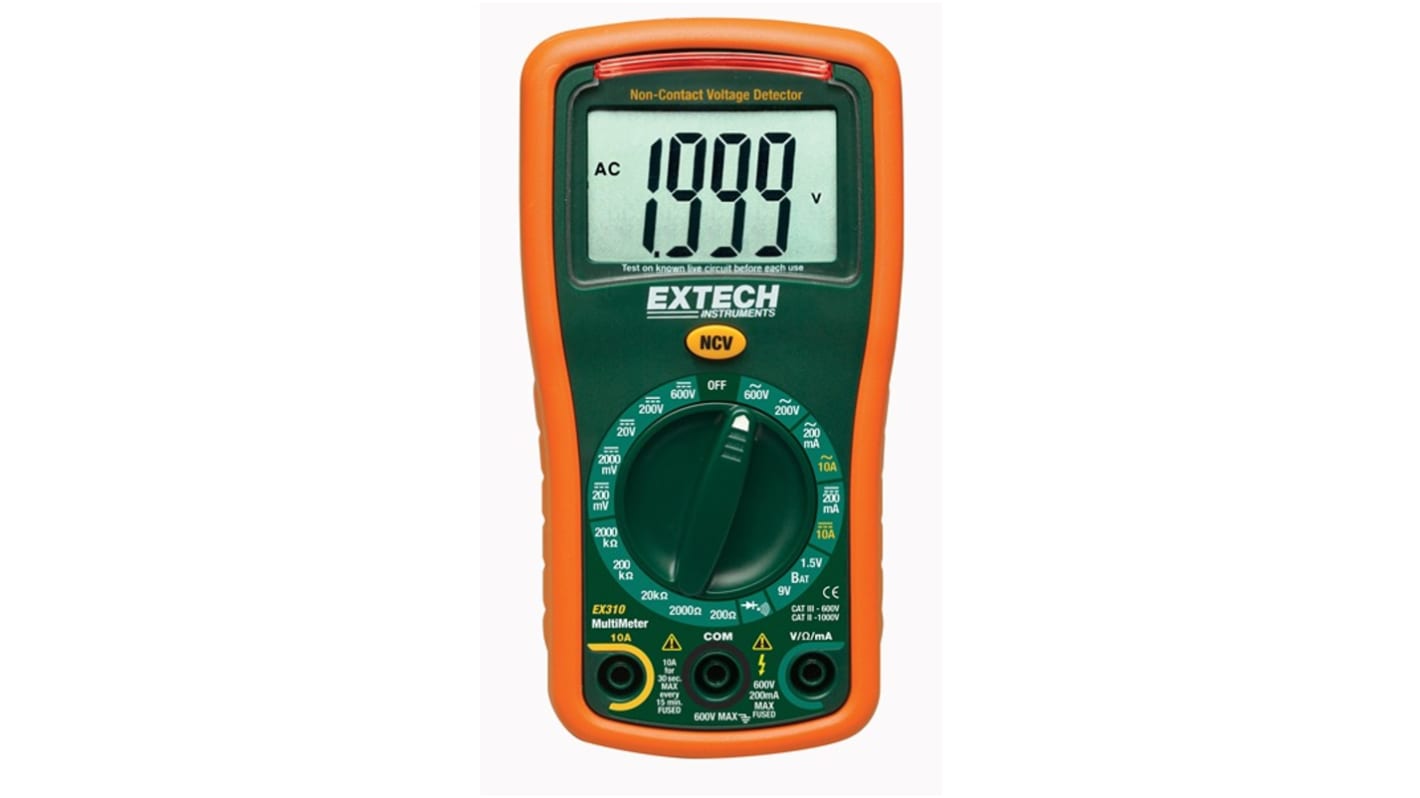 Extech EX310 LED Multimeter, 10A ac Max, 10A dc Max, 600V ac Max | RS