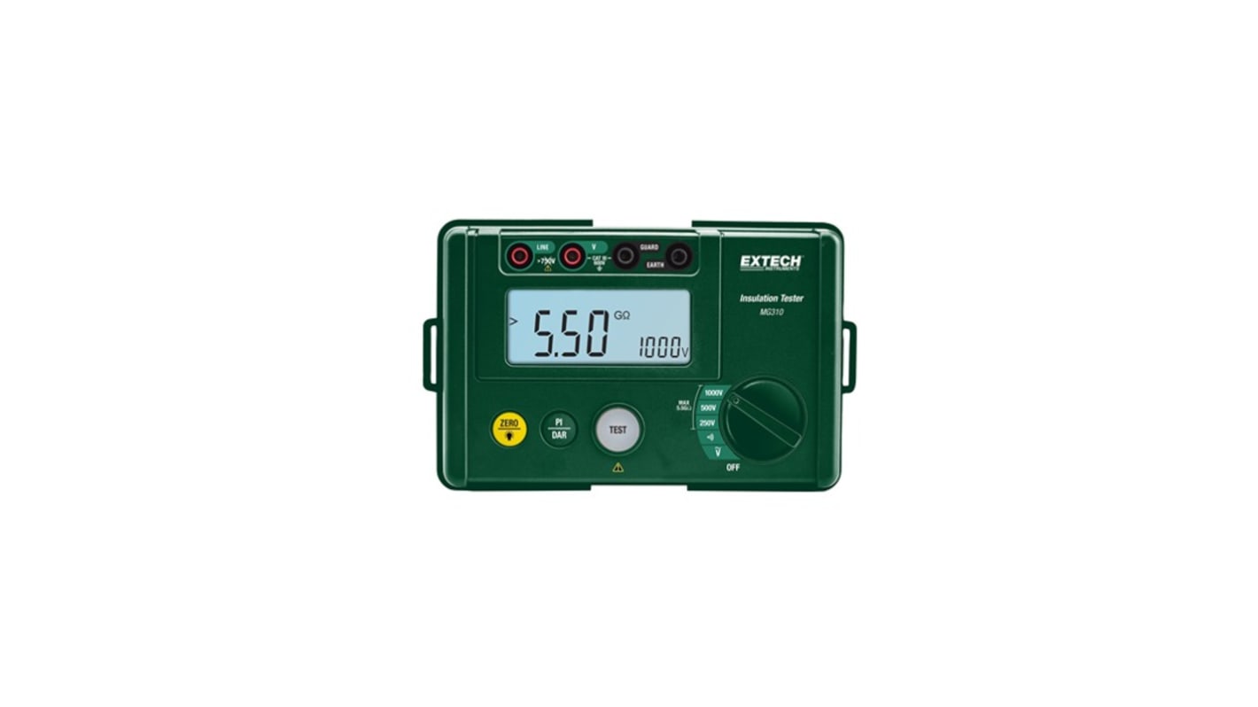 Extech MG310-NIST Insulation Tester, 250V Min, 1000V Max, CAT III 600V | RS