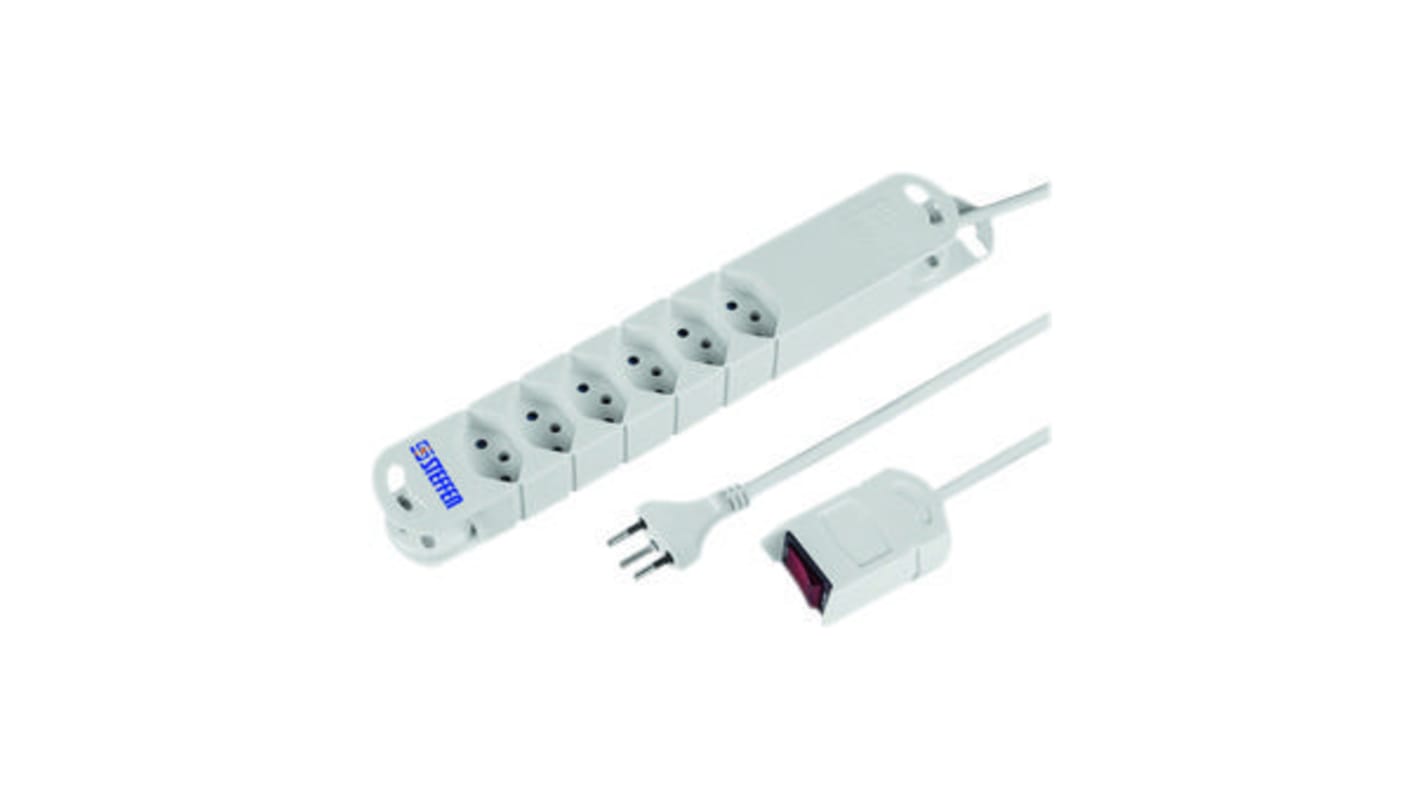 20 201236 S M | Type J - Swiss 6 Gang Extension socket, 3m Cable, 10A ...