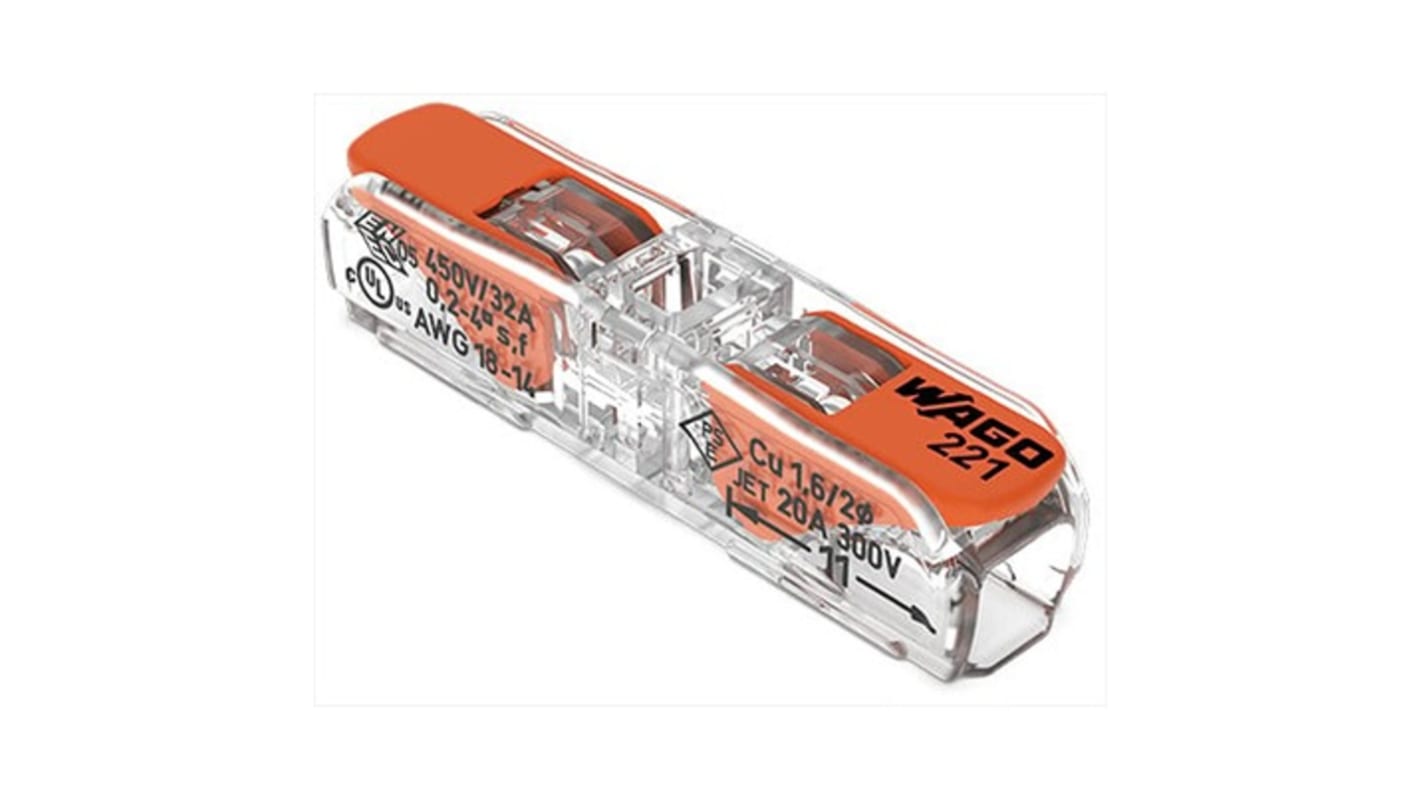 221-2411-1 | Wago, 221 In Line Splice Connector, Clear, Insulated ...