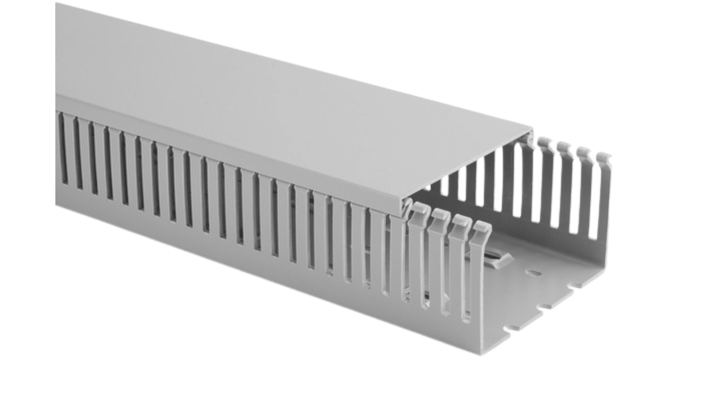 184-10088 | 184 Grey Slotted Panel Trunking - Narrow Slot, W60 mm x ...