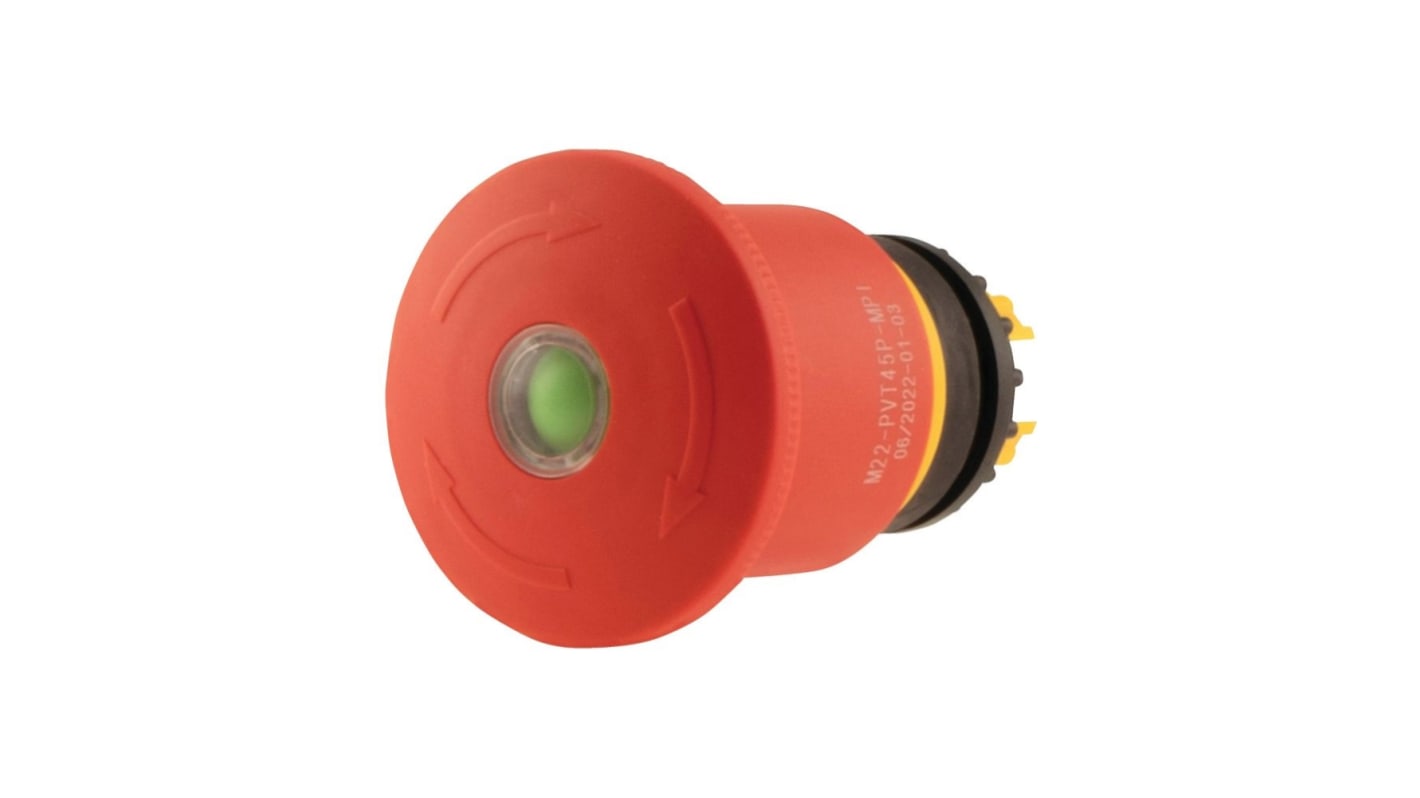121463 M22-PVT45P-MPI | Eaton RMQ Titan M22 Series Latching Emergency Stop Push Button, 22mm ...