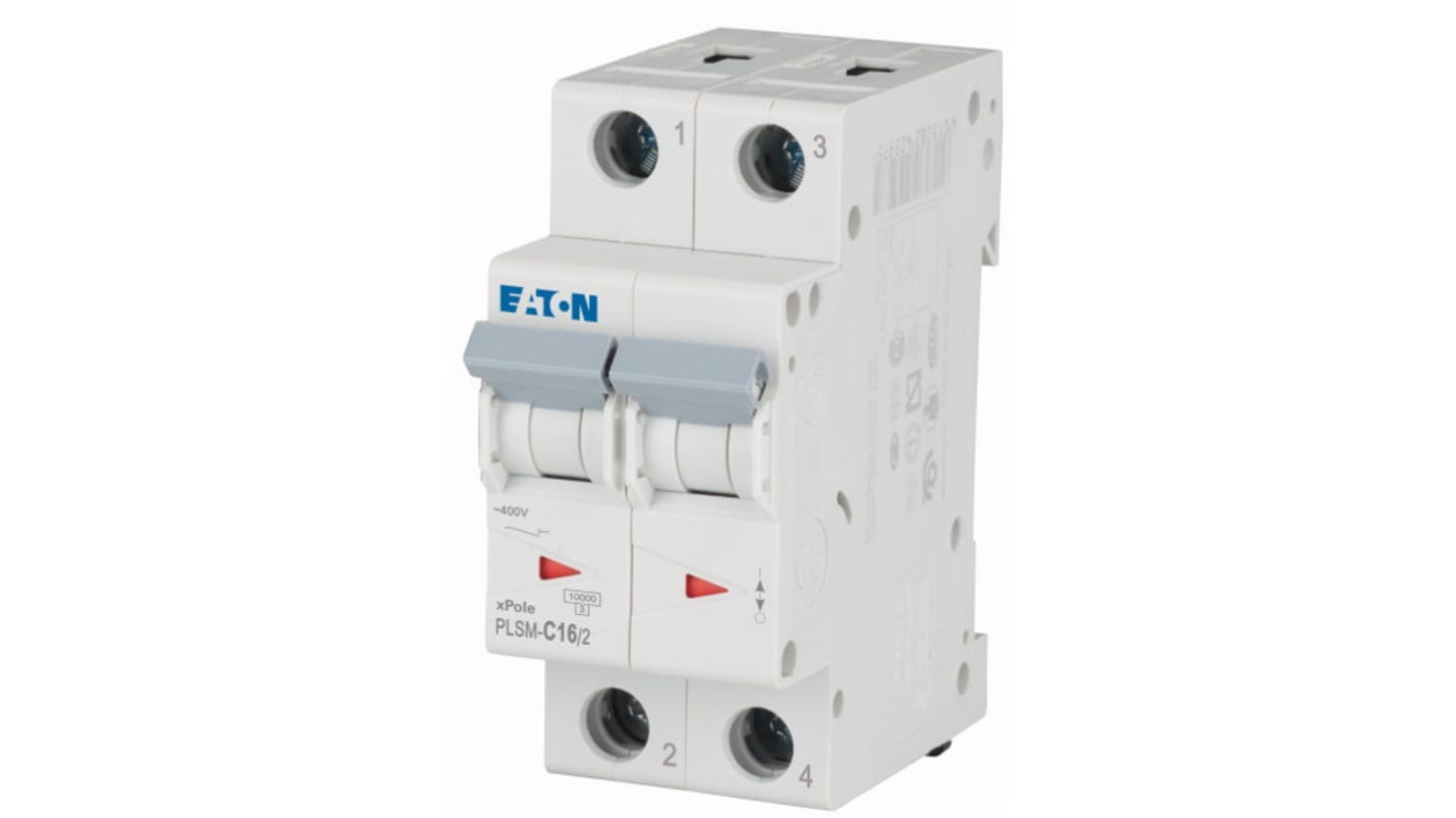 242405 PLSM-C16/2-MW | Eaton xPole MCB, 2P, 16A Curve C, 48V DC, 10 kA Breaking Capacity | RS