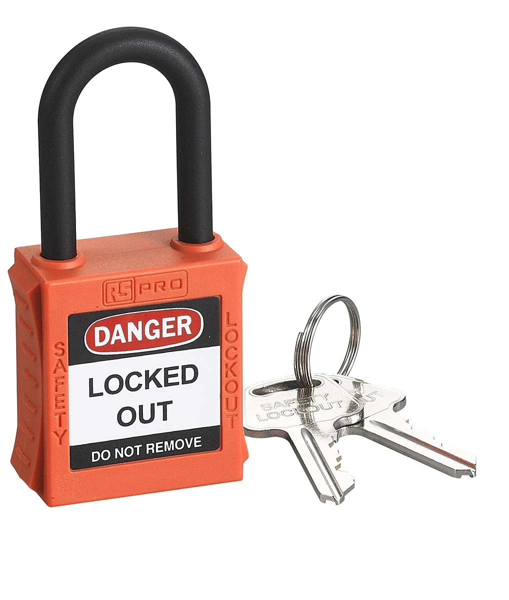 RS PRO 1 Lock 6.4mm Shackle Nylon, Steel Safety Lockout- Orange - RS ...