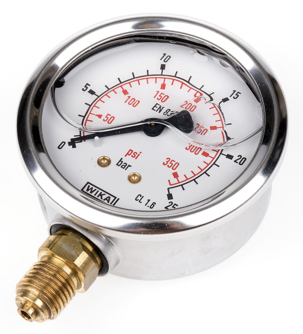 WIKA 9626918 Analogue Positive Pressure Gauge Bottom Entry 25bar