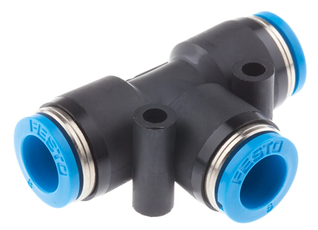 Festo QST Series Tee Tube-to-Tube Adaptor Push In 8 mm, Push In 8 mm to ...