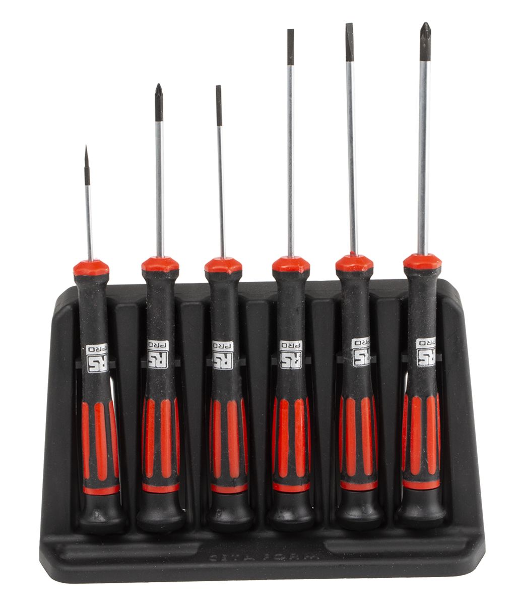 RS PRO Precision Pozidriv, Slotted Screwdriver Set 6 Piece - RS ...
