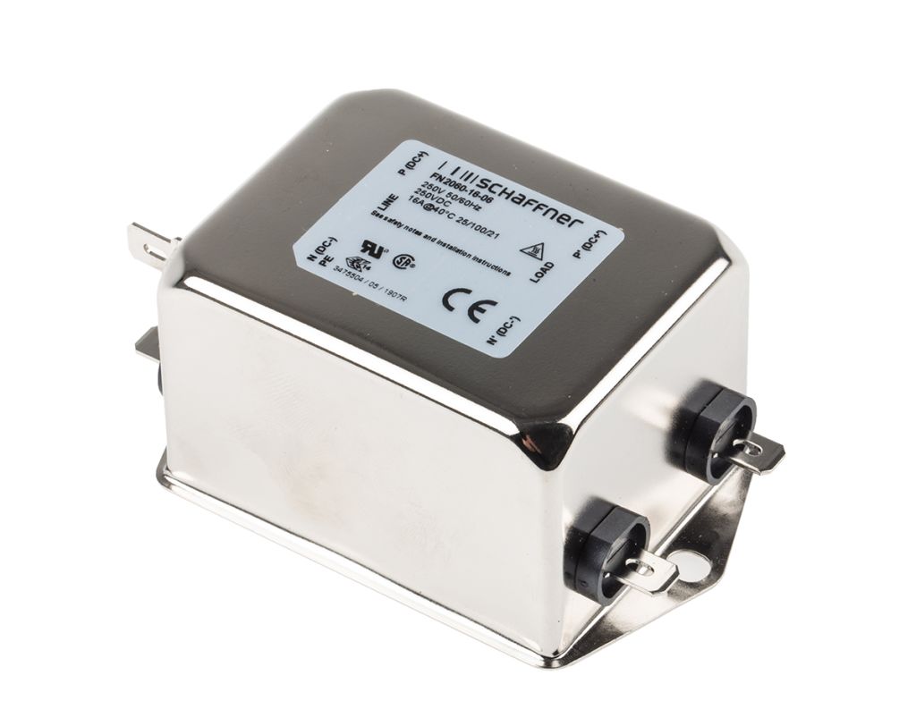 Schaffner, FN2060 16A 250 V ac 0 → 400Hz, Chassis Mount RFI Filter, Tab ...