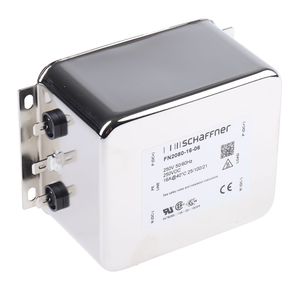 Schaffner, FN2080 16A 250 V ac 400Hz, Chassis Mount RFI Filter, Tab ...