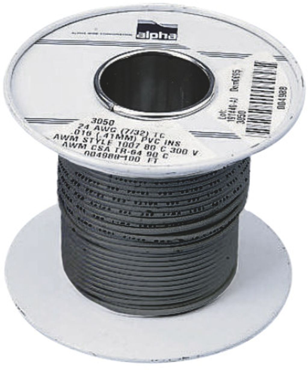 Alpha Wire Grey 0.75 mm² Hook Up Wire, 18 AWG, 16/0.25 mm, 30m - RS ...