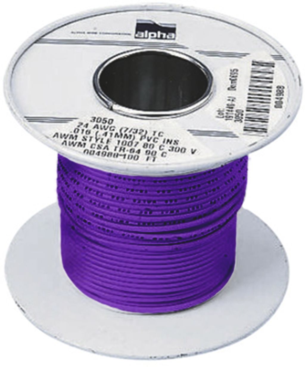 Alpha Wire Purple 0.2 mm² Hook Up Wire, 24 AWG, 7/0.20 mm, 30m - RS ...