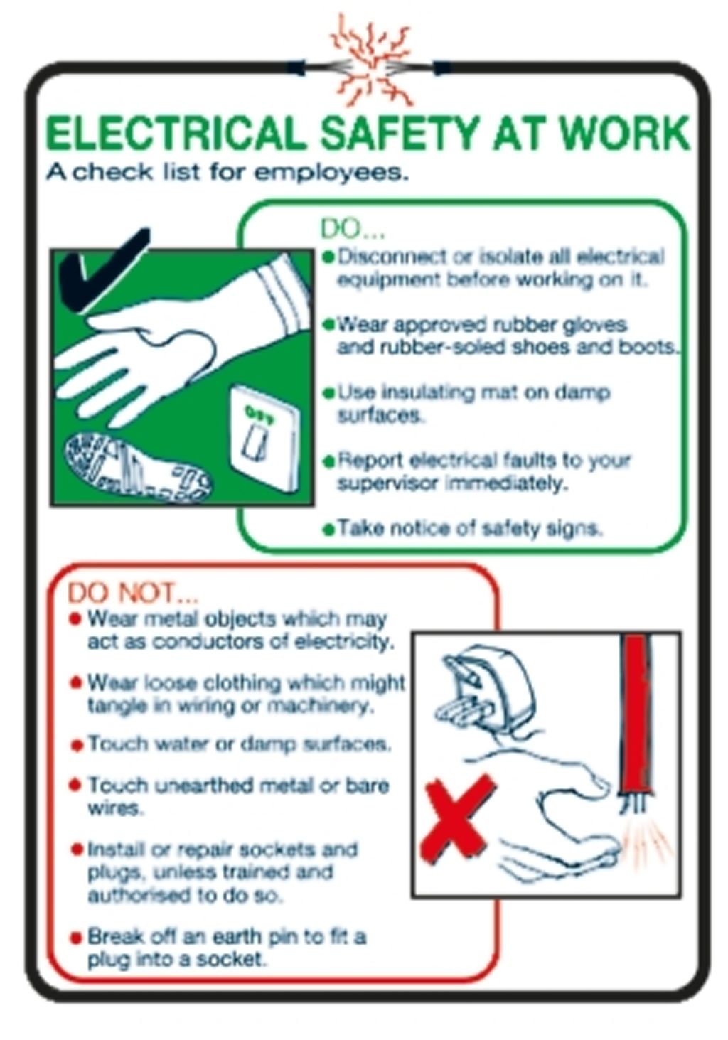 Electrical Safety at Work Safety Wall Chart, PP, English, 600 mm, 420mm ...