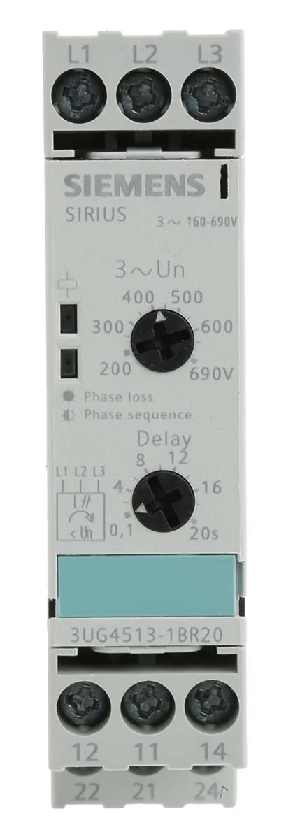 Siemens Phase, Voltage Monitoring Relay With DPDT Contacts, 3 Phase ...