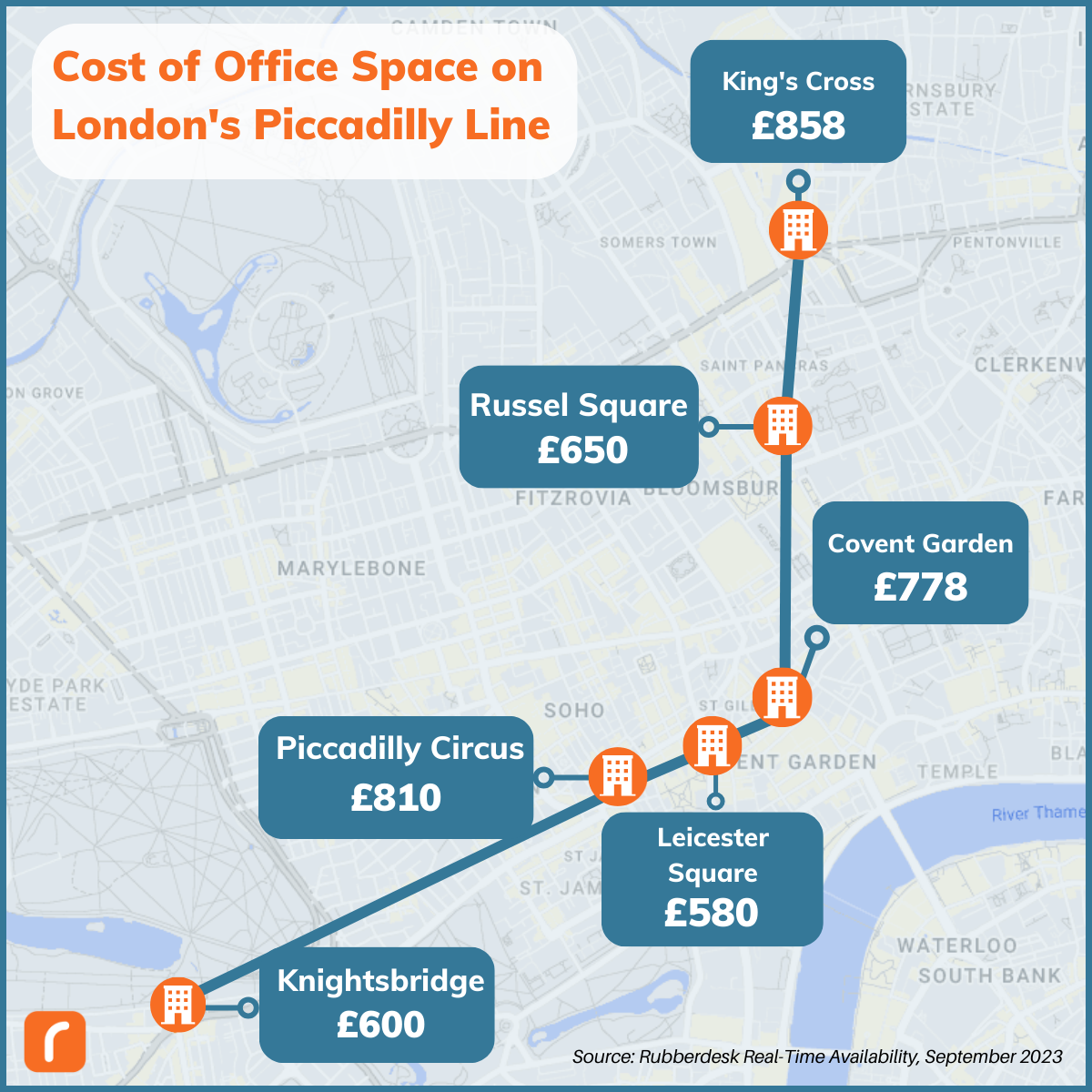 London's Piccadilly Line - Your Office Space Price Guide | Rubberdesk (UK)