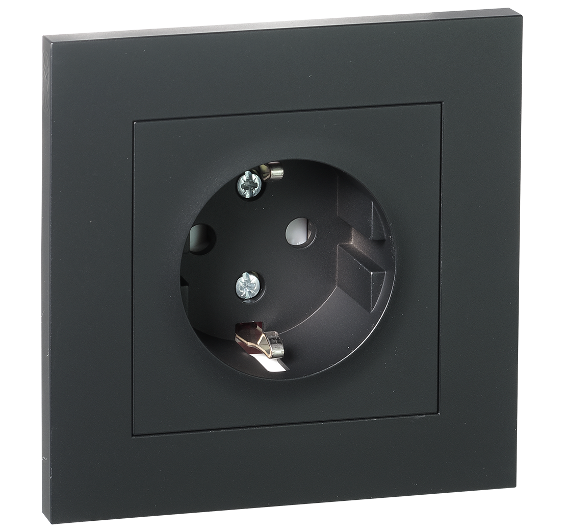 Stikkontakt enkel ELKO Plus innfelt - sort