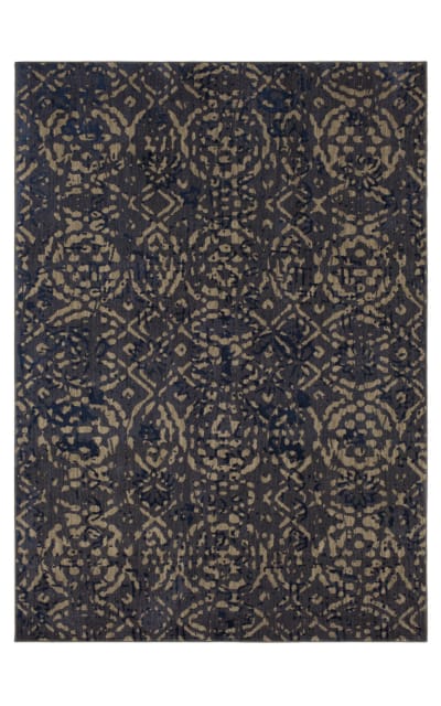 Karastan Cosmopolitan Block Print Ink Blue | Rug Studio