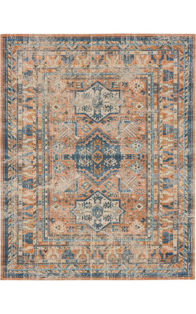 Karastan Zula Haykota Terracotta - Rust Blue | Rug Studio