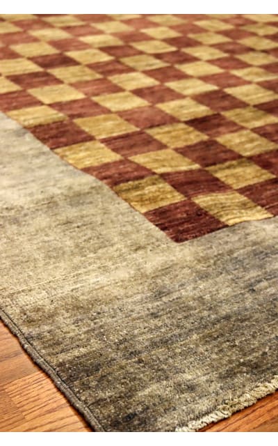 J Aziz Raisa Checkerboard Brown - Gray | Rug Studio