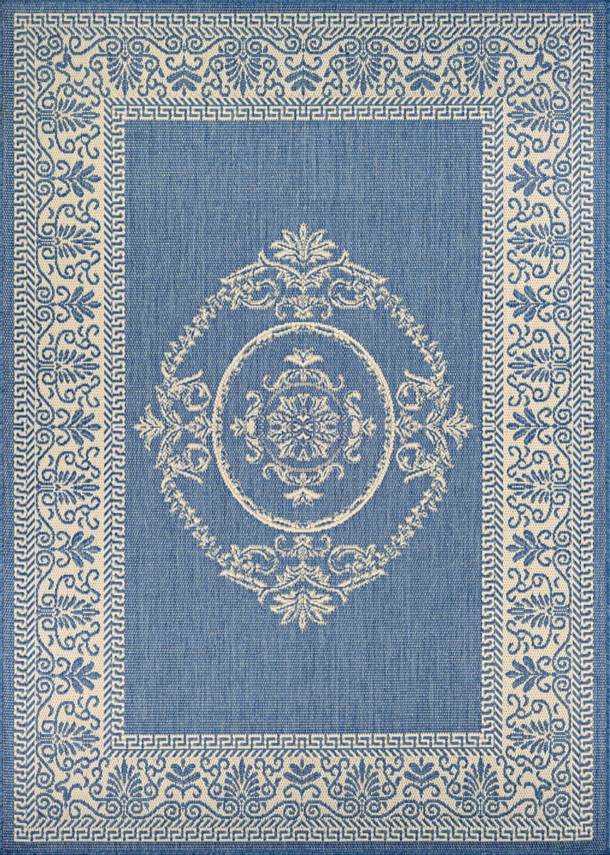 Couristan Recife Antique Medallion Champ - Blue 173245 | Rug Studio