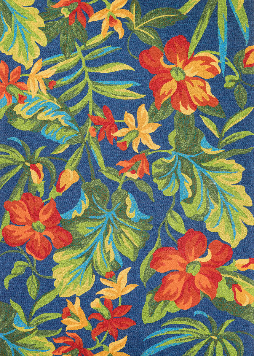 Couristan Covington Tropical Orchid Azure - Green - Red | Rug Studio