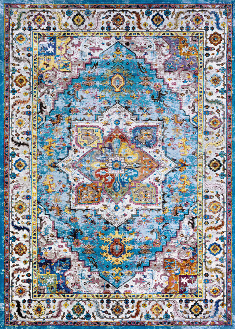 Couristan Gypsy Ely Aqua - Multi - Ivory | Rug Studio