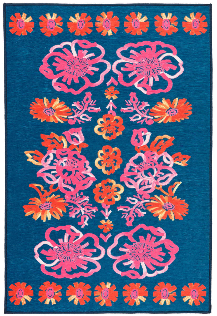 Dash and Albert Graphic Gerbera Washable Fuchsia | Rug Studio