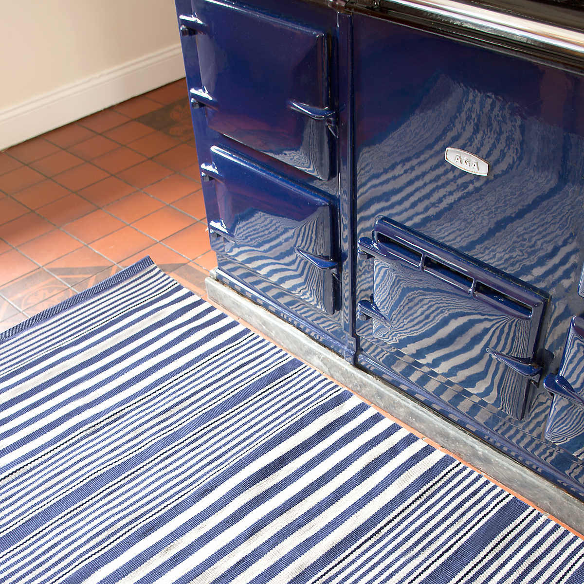Dash And Albert Rugby Stripe Indoor-Outdoor Denim | Rug Studio