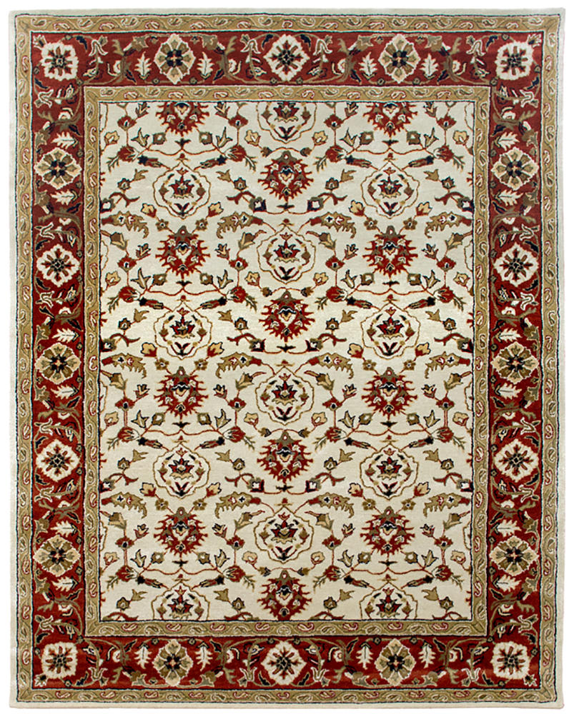 Due Process Tufted Shield Ivory - Brick | Rug Studio