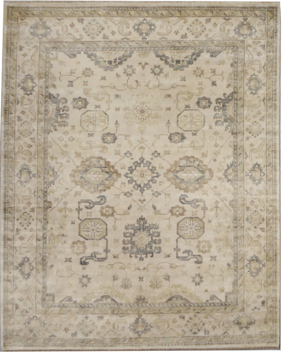 Exquisite Rugs Antique Weave Oushak Hand Knotted 3281 Ivory - Multi ...