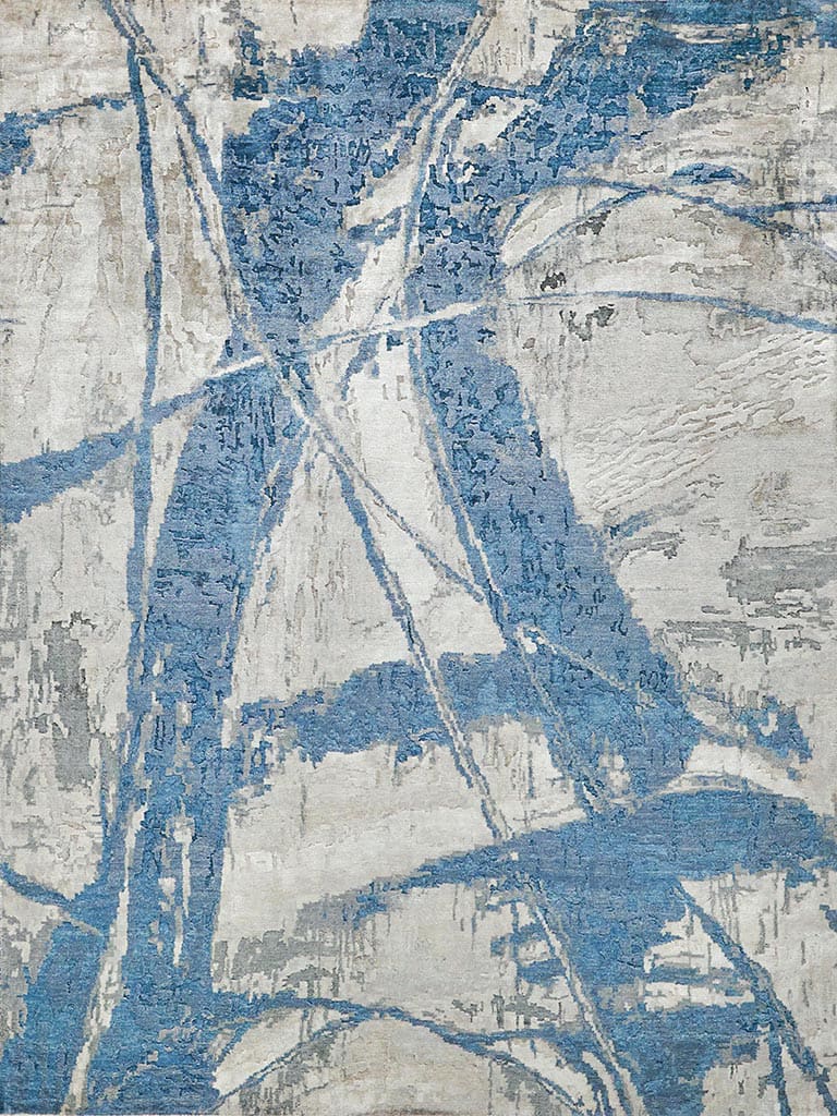 Exquisite Rugs Floor Art Hand Knotted 5708 Ivory - Light Blue | Rug Studio