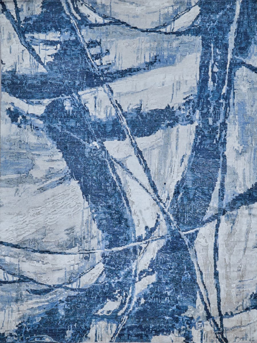 Exquisite Rugs Floor Art Hand Knotted 5709 Ivory - Dark Blue | Rug Studio